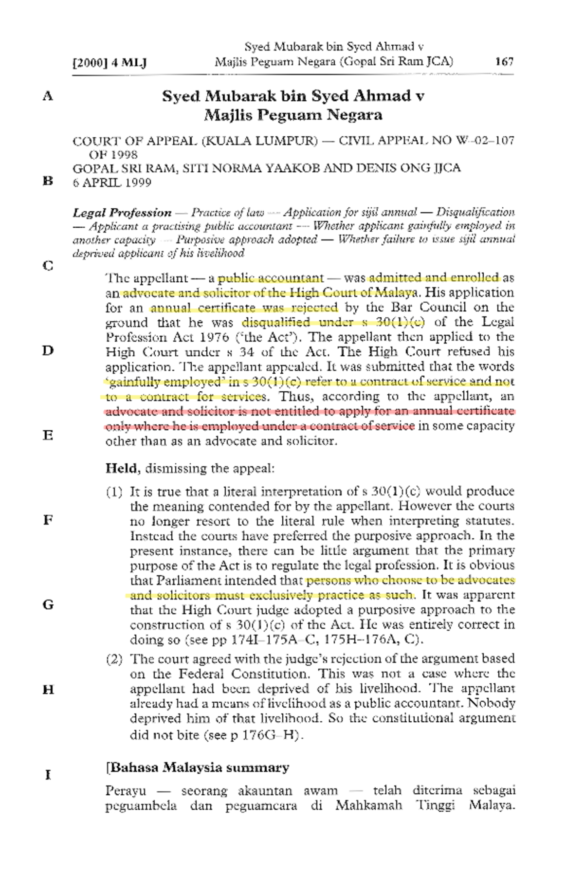 SYED Mubarak BIN SYED Ahmad v Majlis Peguam 1998 Civil Appeal Analysis ...