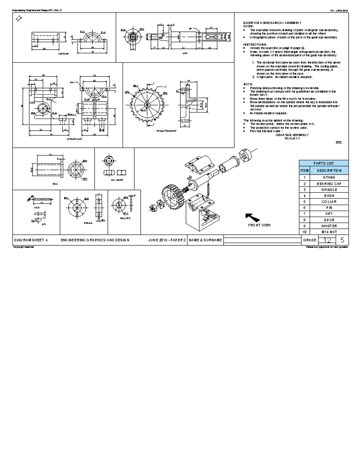 EGD Grd 12 June 2019 P2 Exam - Mechanical Assembly Drawing Instructions ...