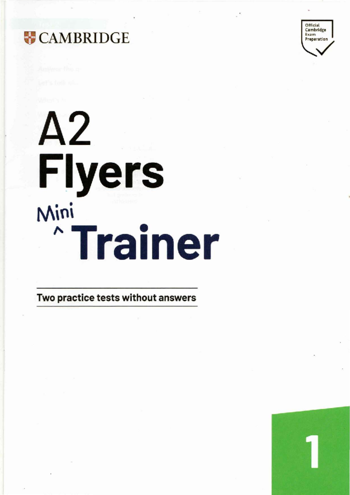 Flyers Mini Trainer Practice Tests for A2 Cambridge Exam Preparation ...