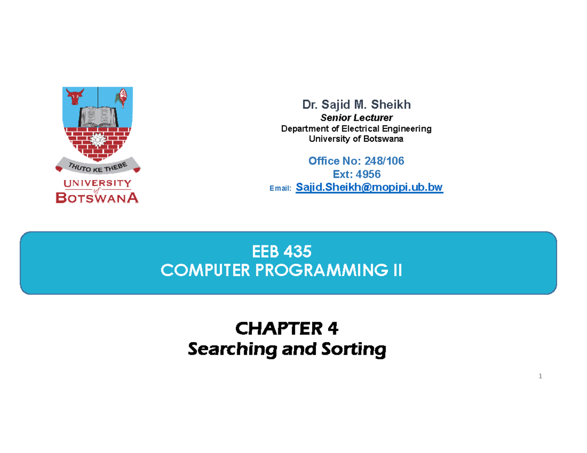 EEB 435 Chapter 4 - Searching and Sorting Algorithms Notes - Studocu