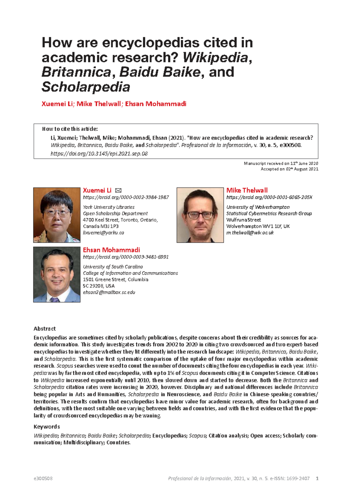 Citing Encyclopedias in Academic Research: A Study of Wikipedia ...