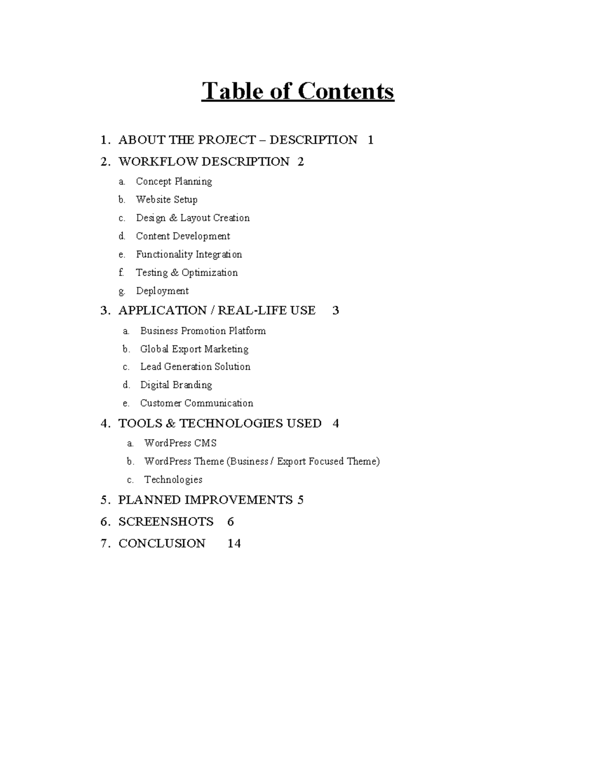 Wordpress - fjgcghcgh - Table of Contents 1. ABOUT THE PROJECT ...