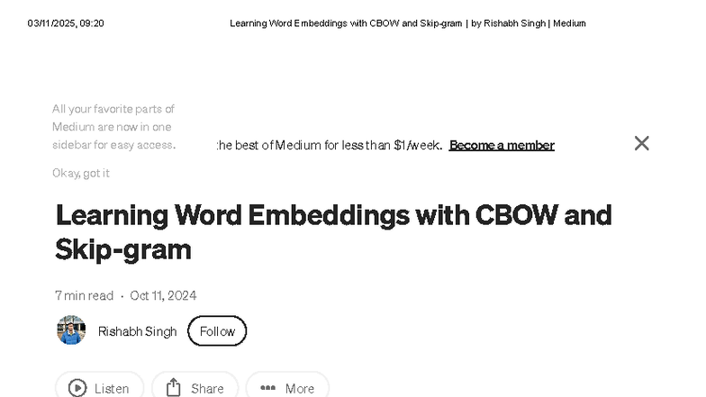 09:20 Learning Word Embeddings: CBOW & Skip-gram Overview - Studocu