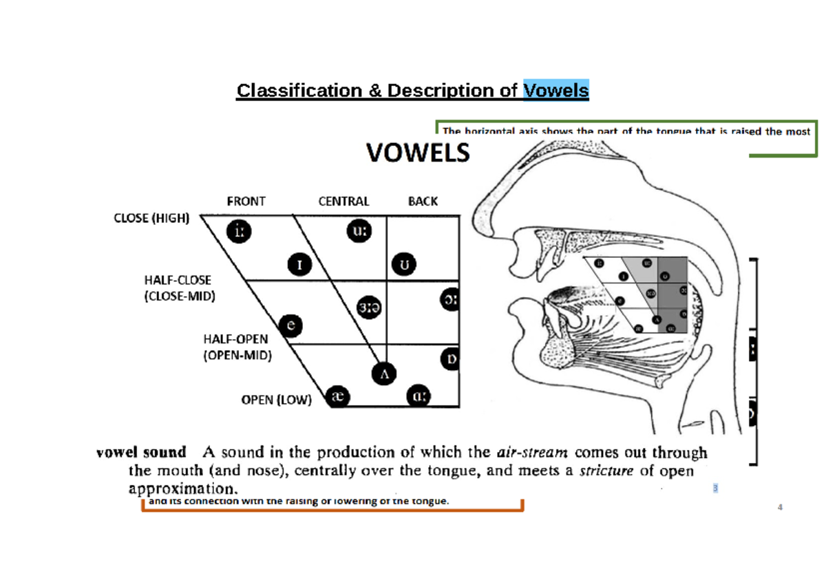 Classification and Description of Vowels in Phonetics - Studocu