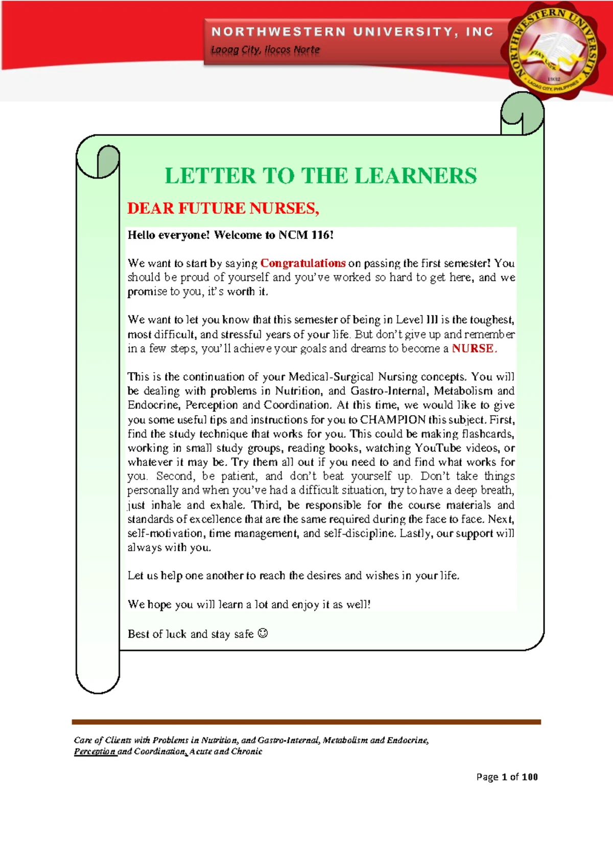 PNLE - The coverage of the PNLE - Republic of the Philippines ...