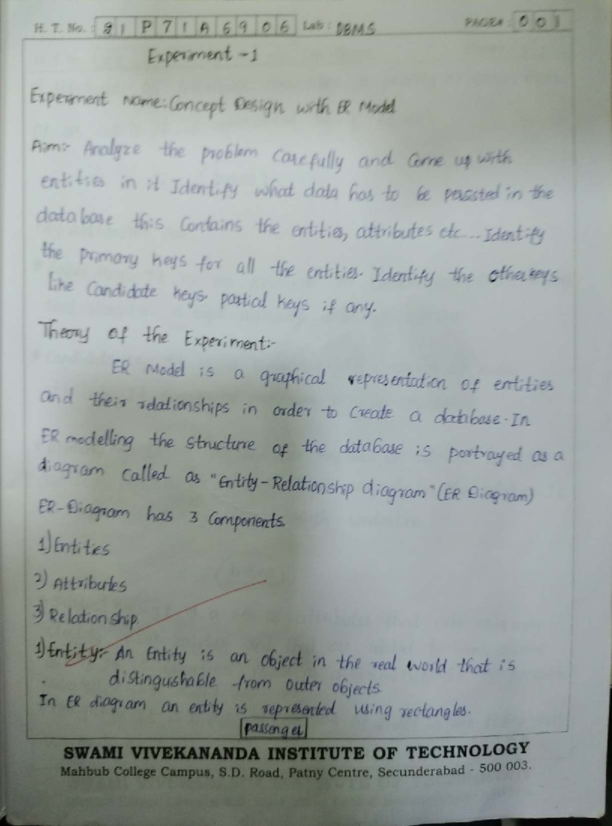 DBMS Lab Manual: Concept Design & Normalization (H.T. No. 21P71A6906) - Studocu