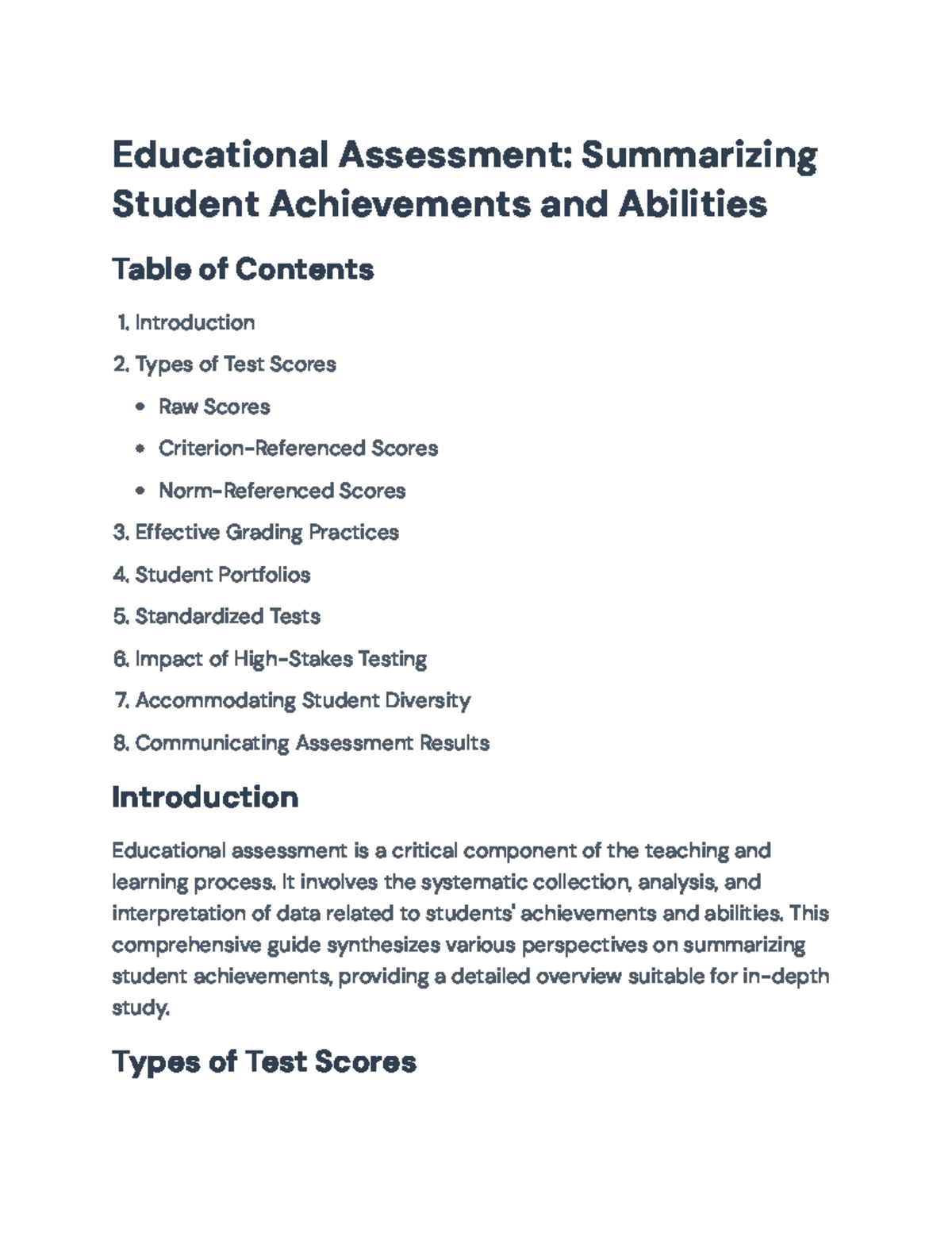 Educational Assessment (EDU 101): Summarizing Achievements & Strategies - Studocu
