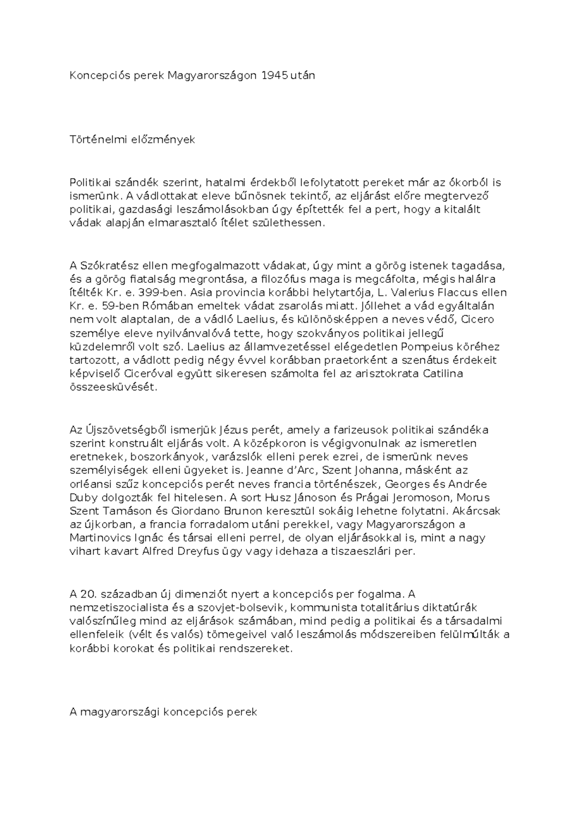 Koncepciós Perek Története Magyarországon 1945 Után - Történelmi ...