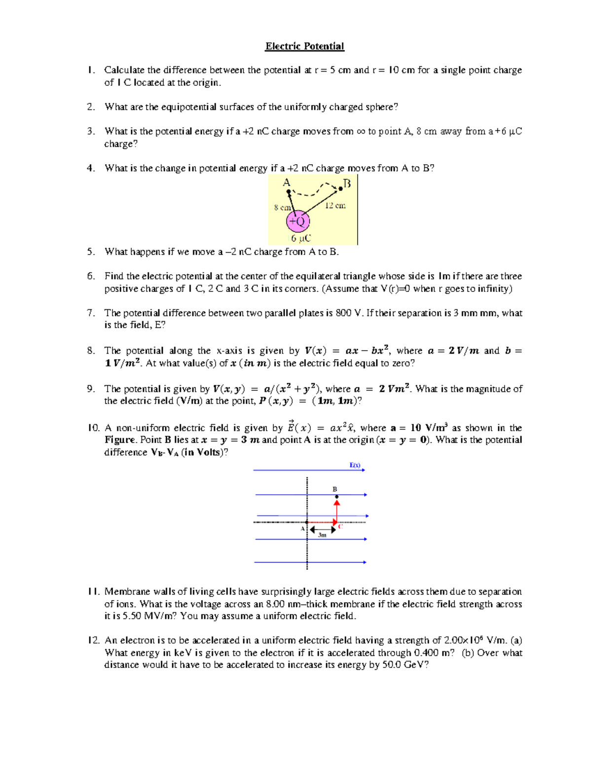 Electric Potential Problems - Course Code: ECE 101 - Studocu