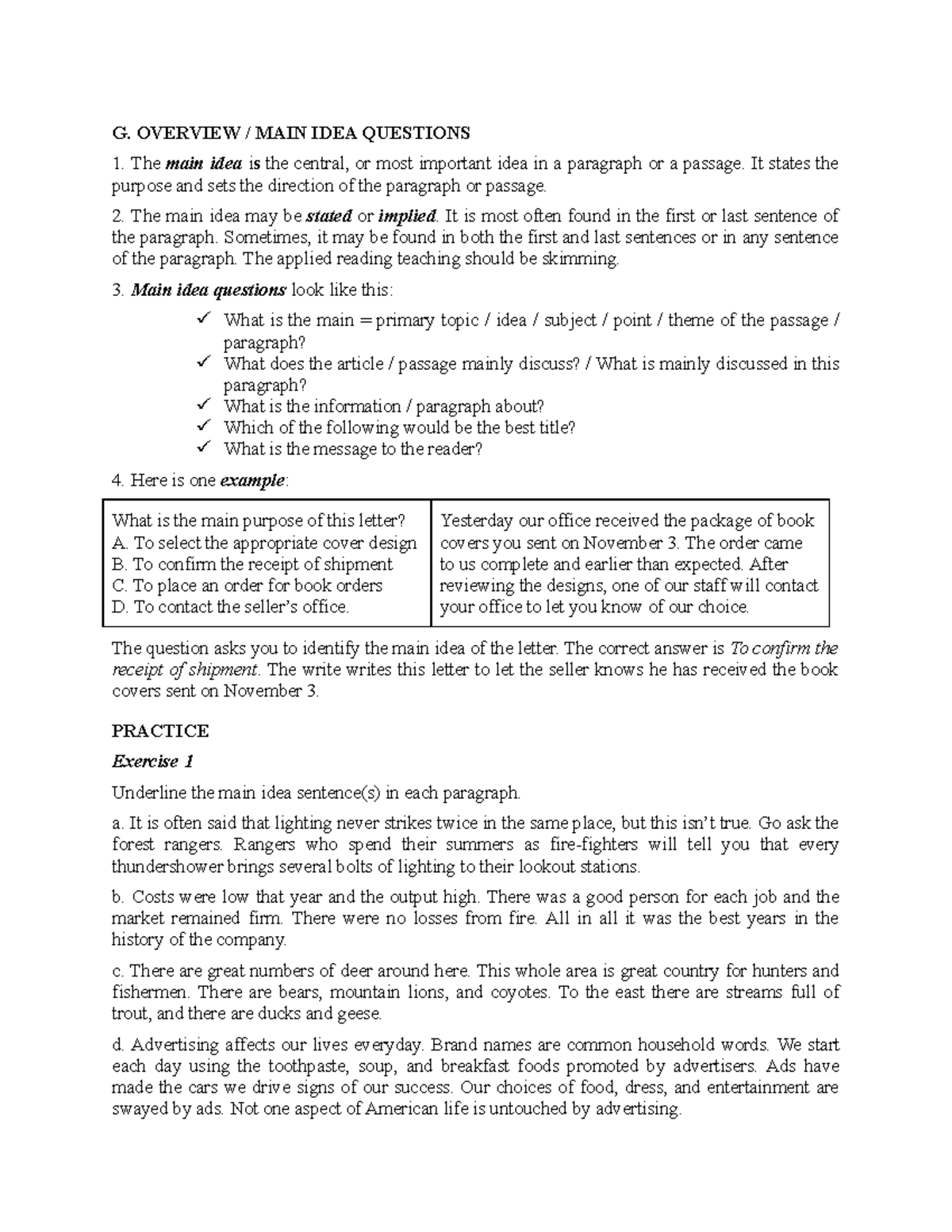G- Reading - MAIN IDEA - Vstep 3-5 - G. OVERVIEW / MAIN IDEA QUESTIONS ...