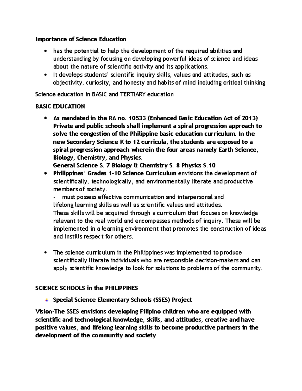 Importance of Science Education - It develops students’ scientific ...