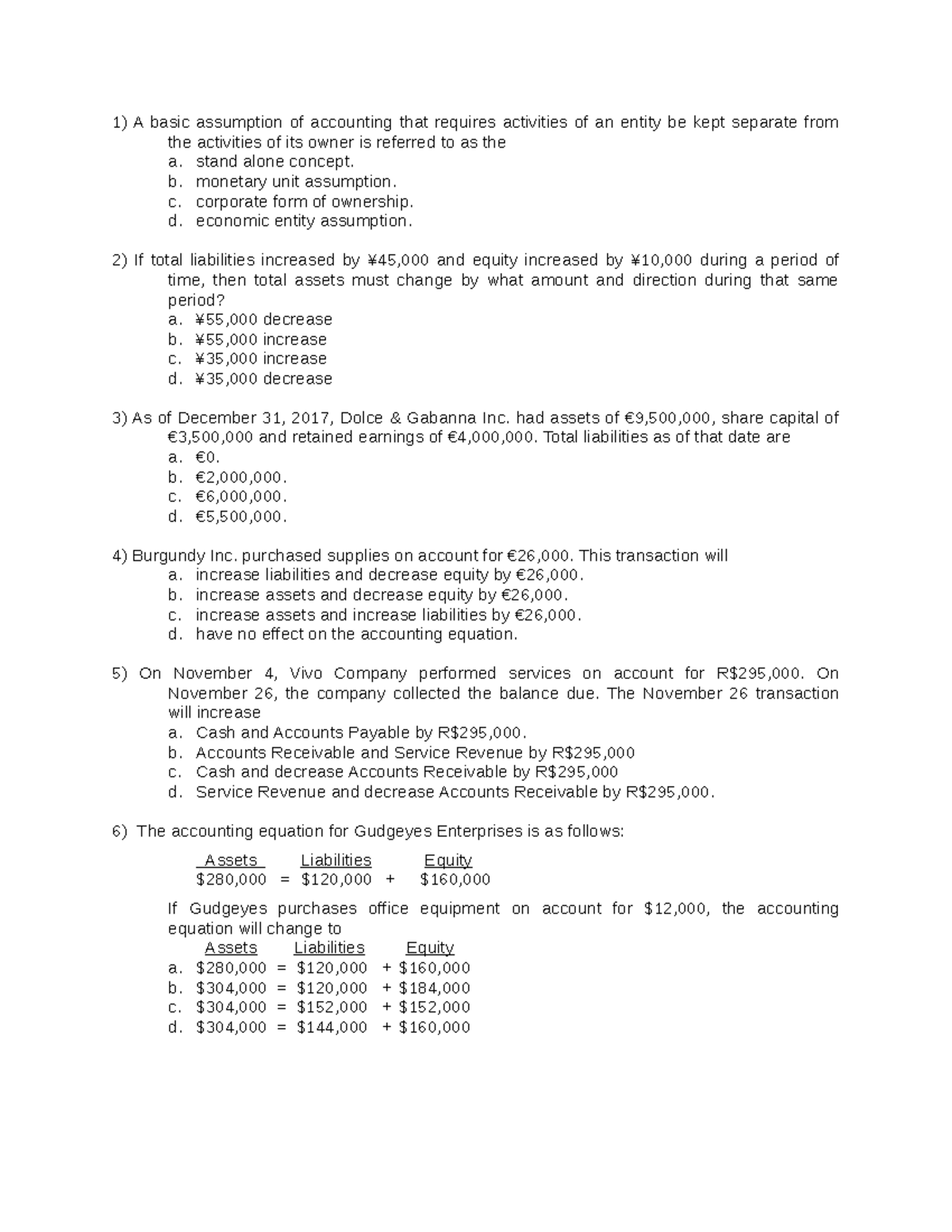 ACC 102 Exam 2 Revision MCQs on Accounting Principles - Studocu