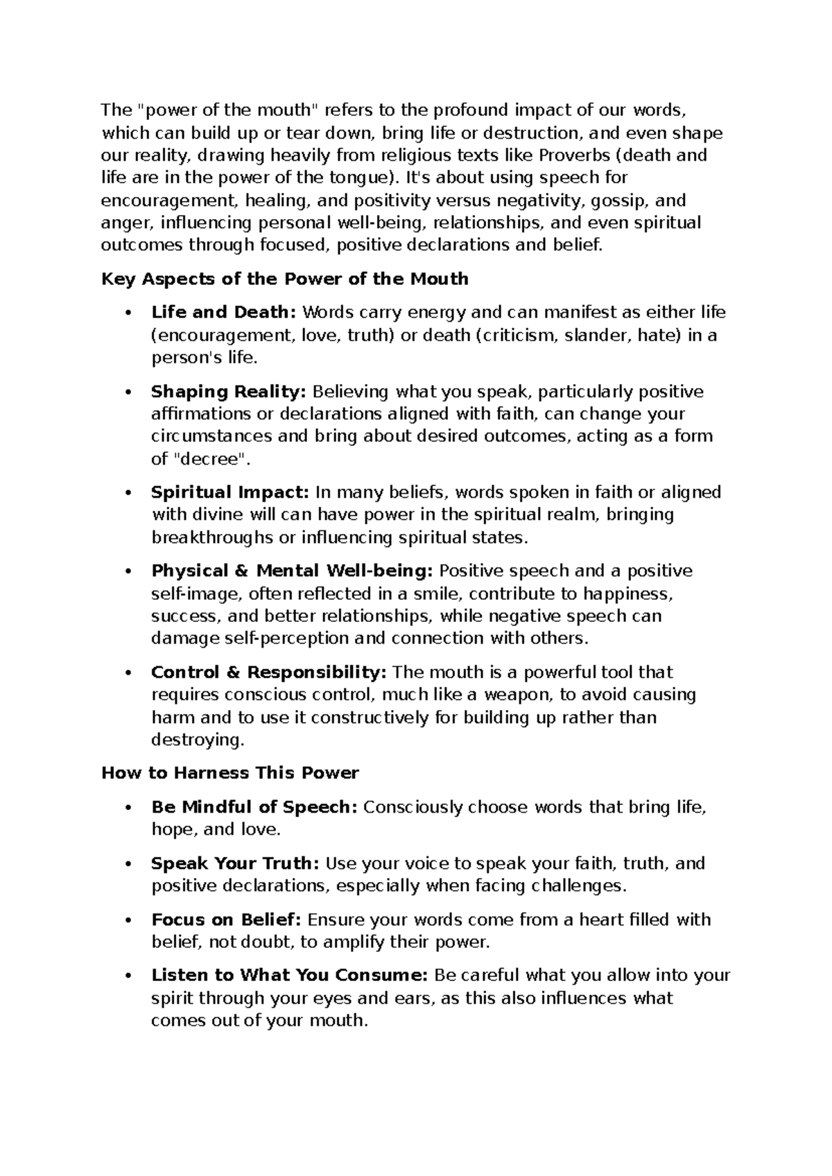 The Power of Words: Life, Death, and Spiritual Impact (6rtja - 34her ...