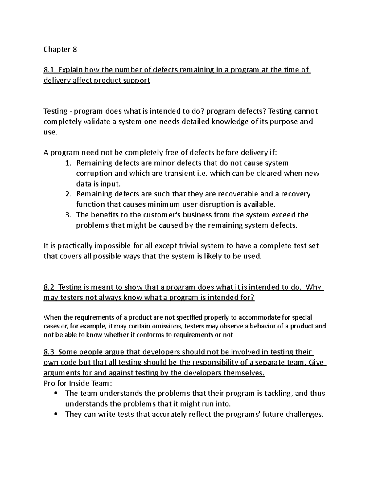 Chapter 8 Software Engineering Textbook answer - Chapter 8 8 Explain ...