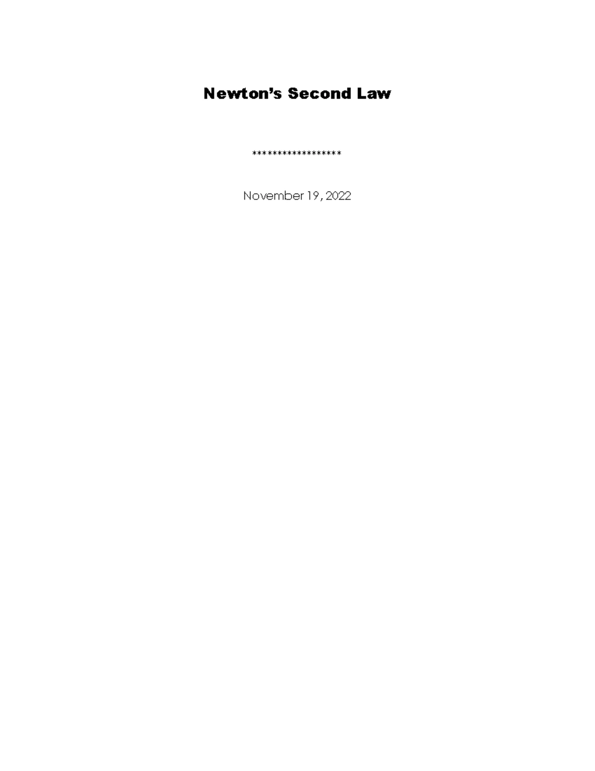 PHY 150 M4 Newton's Second Law Lab Report - Newton’s Second Law ...