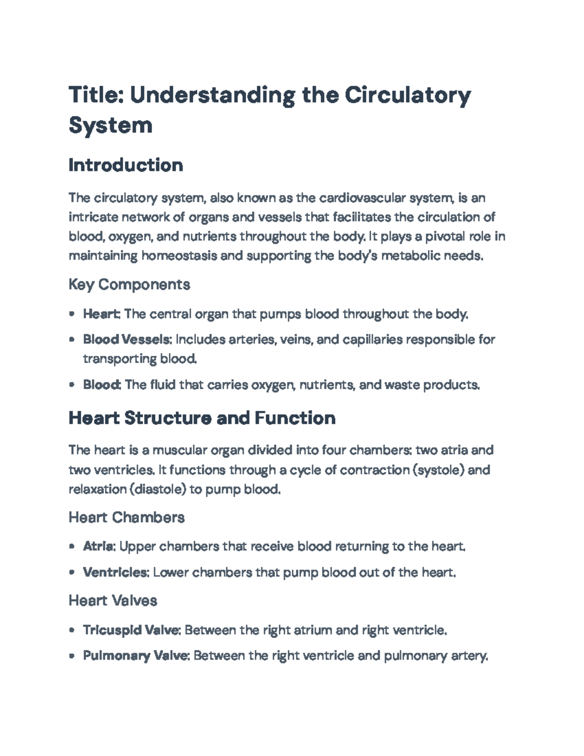 Understanding the Circulatory System: Components, Functions, and Health ...