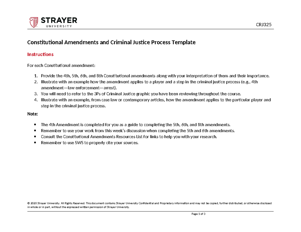 CRJ325 Constitutional Amendments & Criminal Justice Process Guide - Studocu