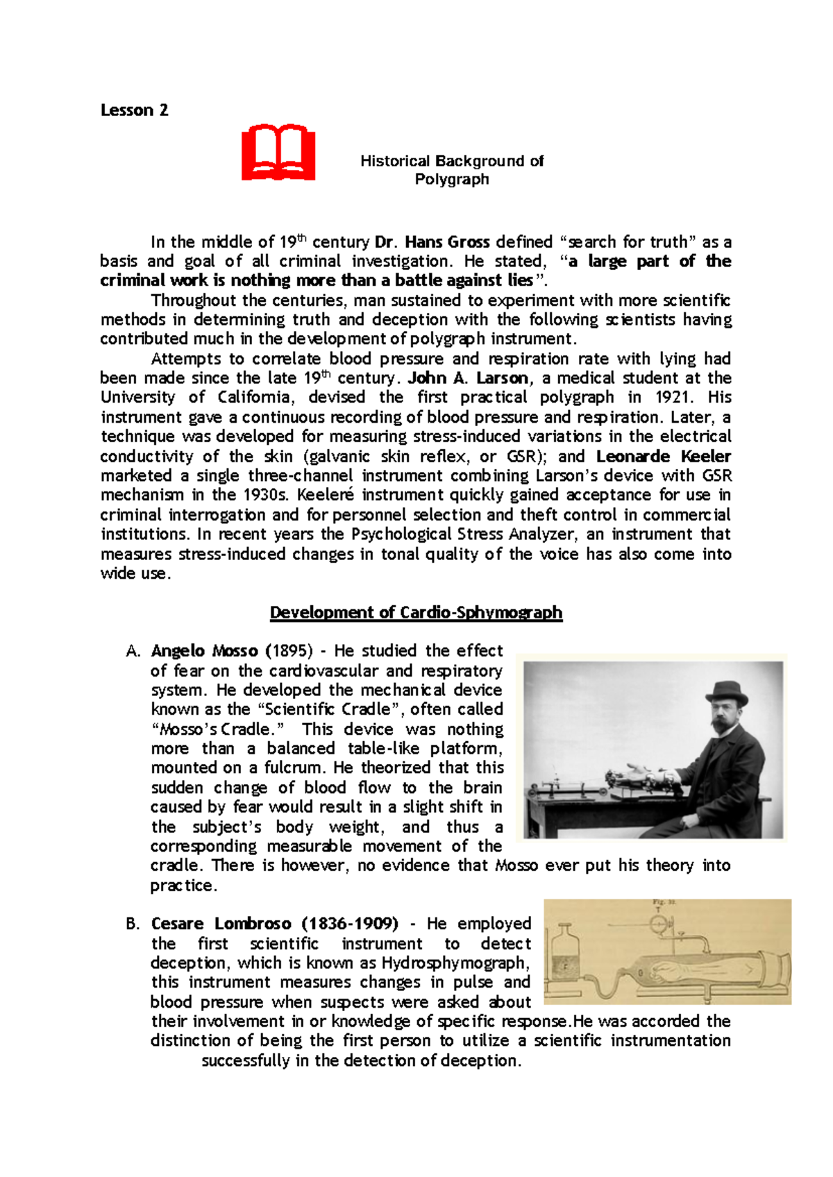 Historical Background of Polygraph - Lesson 2 In the middle of 19th ...