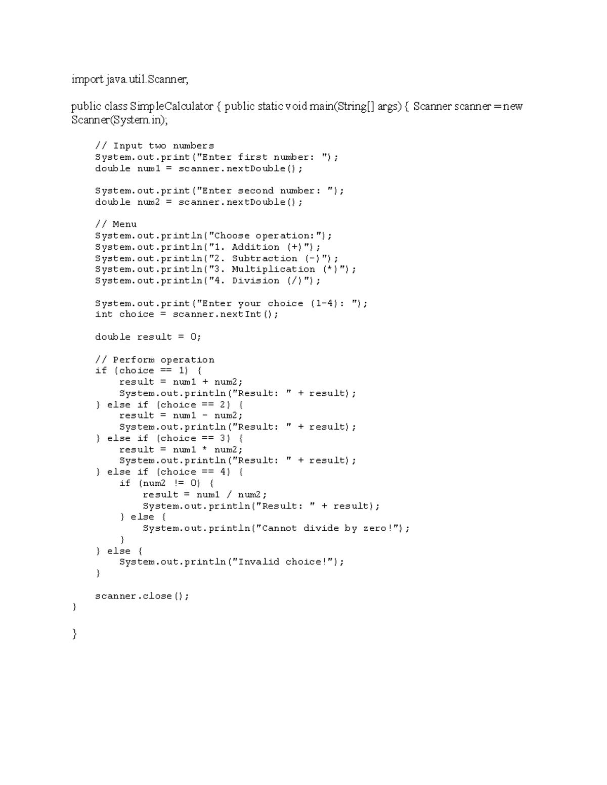 Simple java Calculator - import java.util; public class ...