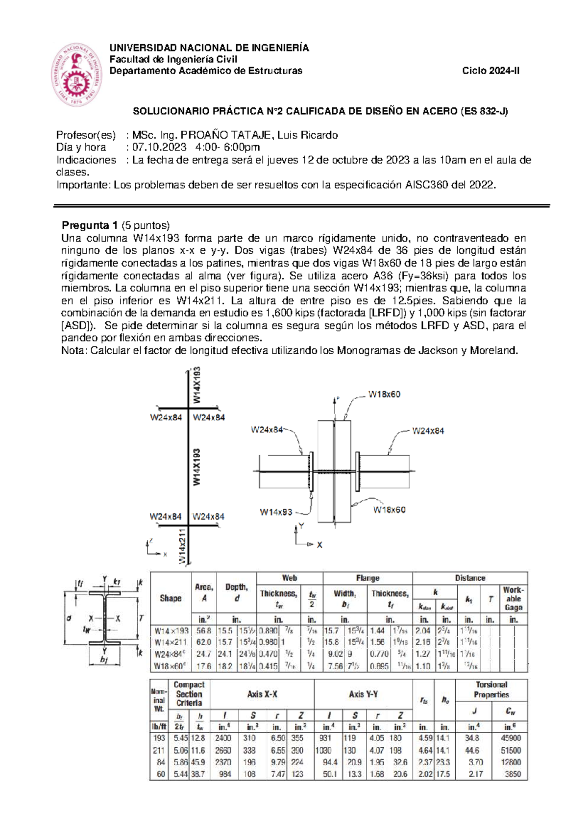 Solucionario Práctica N° 2 - Diseño en Acero - ES-832J - 2024 - II ...