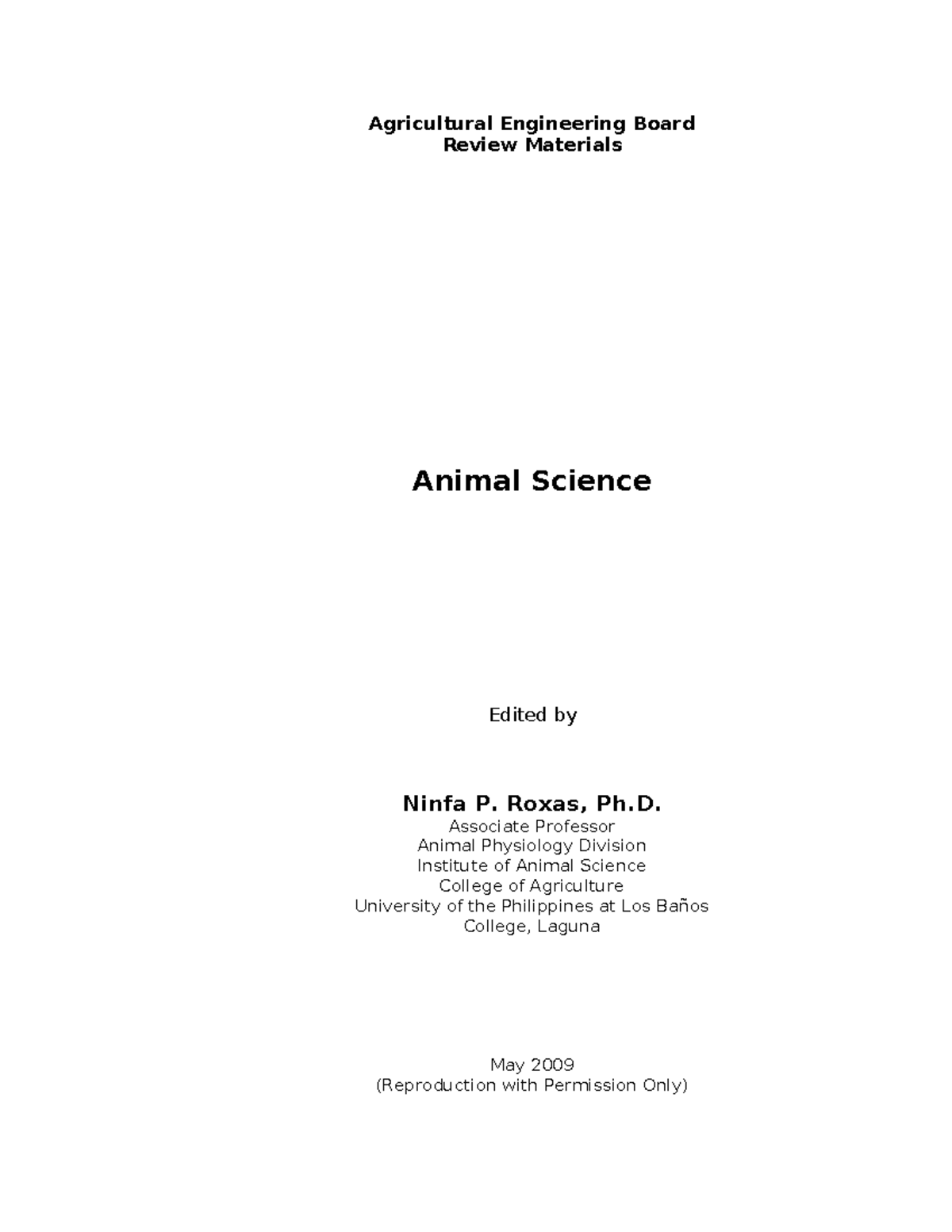 Animal Science II-7 Reviewer: Agricultural Engineering Board Exam ...