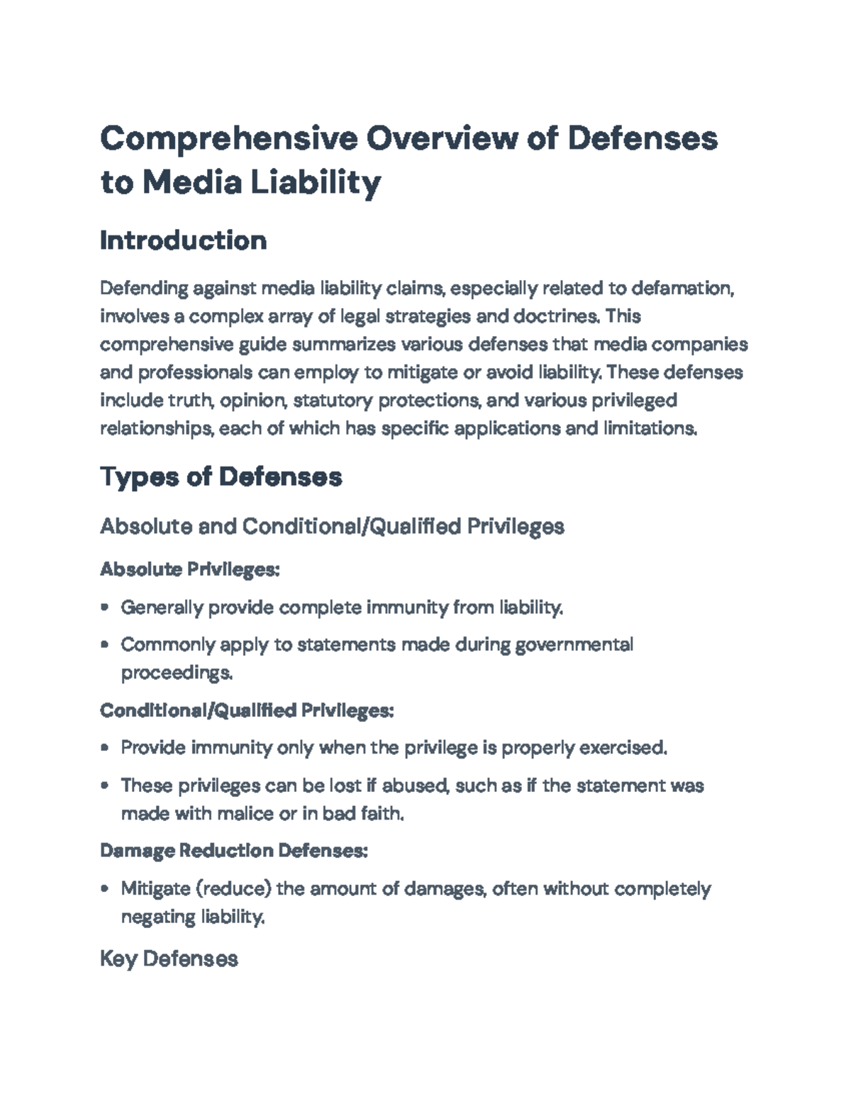 Defenses Against Media Liability: A Comprehensive Guide (LAW 101 ...