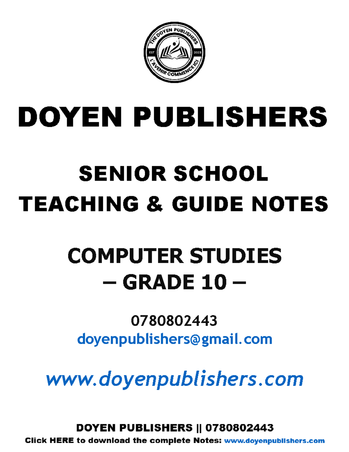 Grade 10 Computer Studies Teaching Guide Notes (0780802443) - Studocu