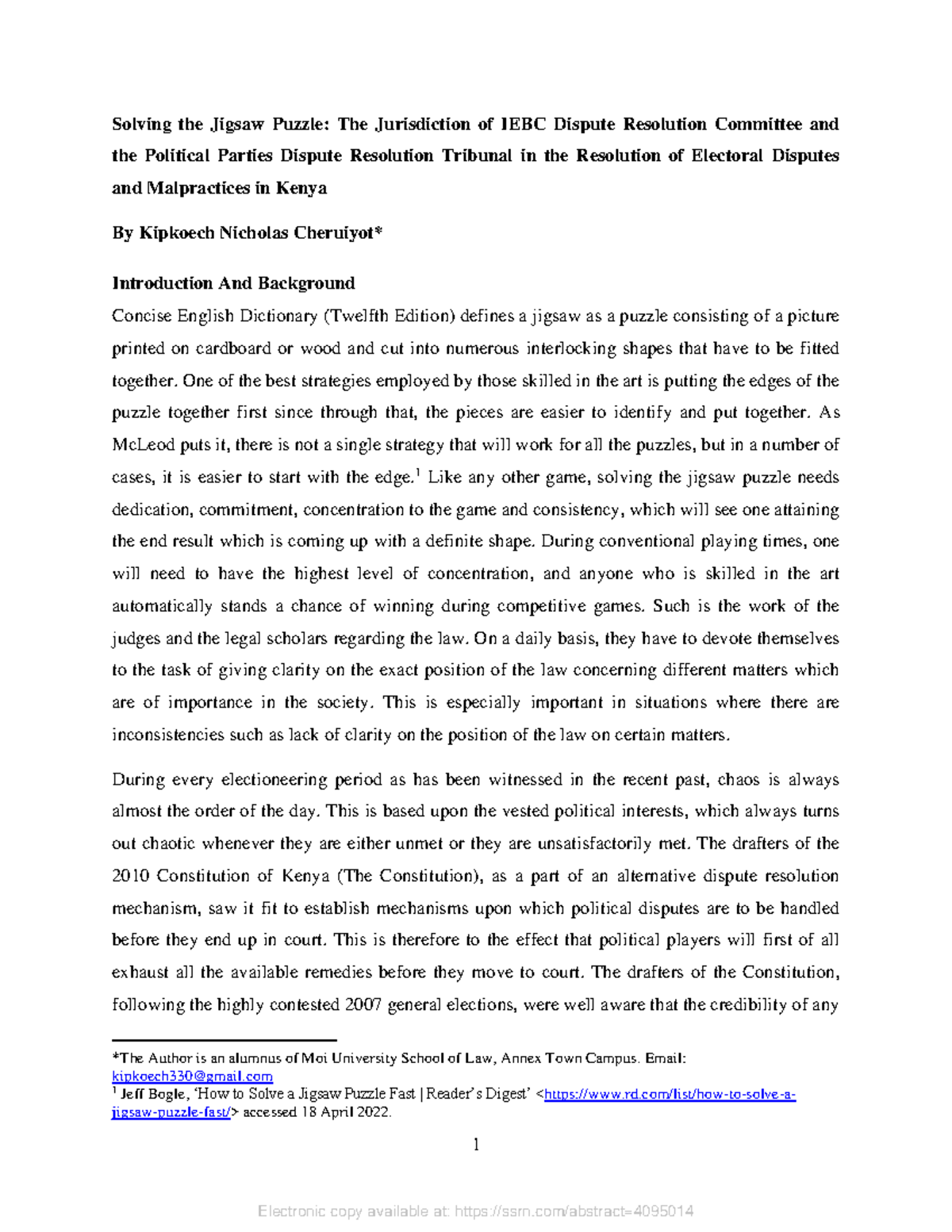Jurisdictional Overlap: IEBC & PPDT in Electoral Dispute Resolution ...
