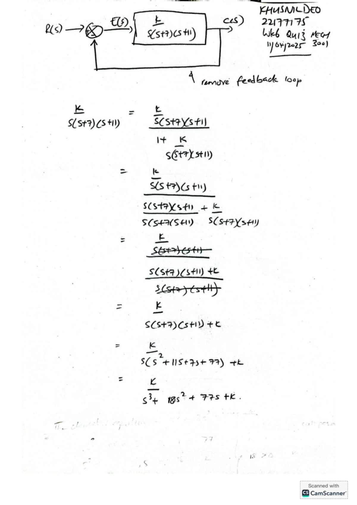 MECH 3001 Quiz 5: Feedback Loop Removal Techniques - Studocu