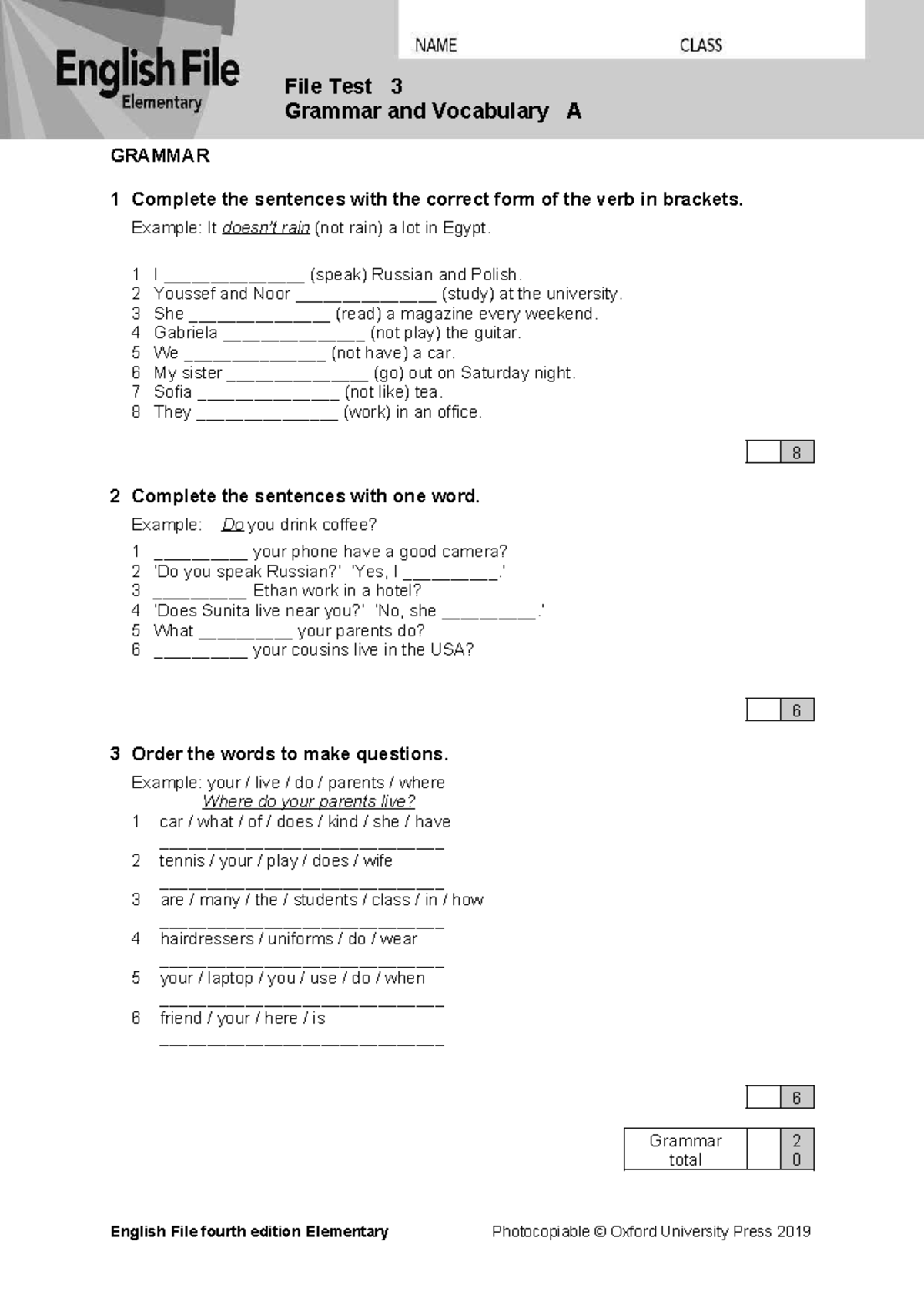 UNIT TEST 3 - Grammar, Vocabulary, Reading, Writing & Listening Notes ...