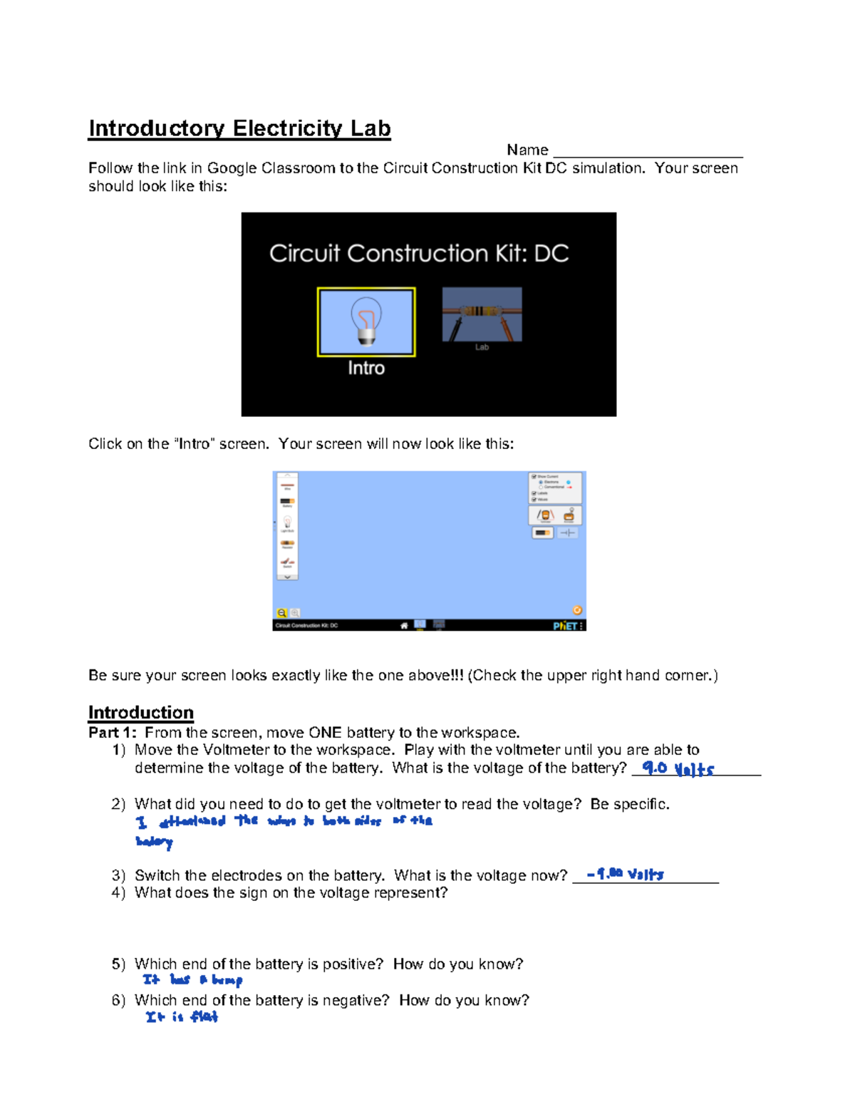Introductory Electricity Lab - Circuit Simulations Study Guide - Studocu