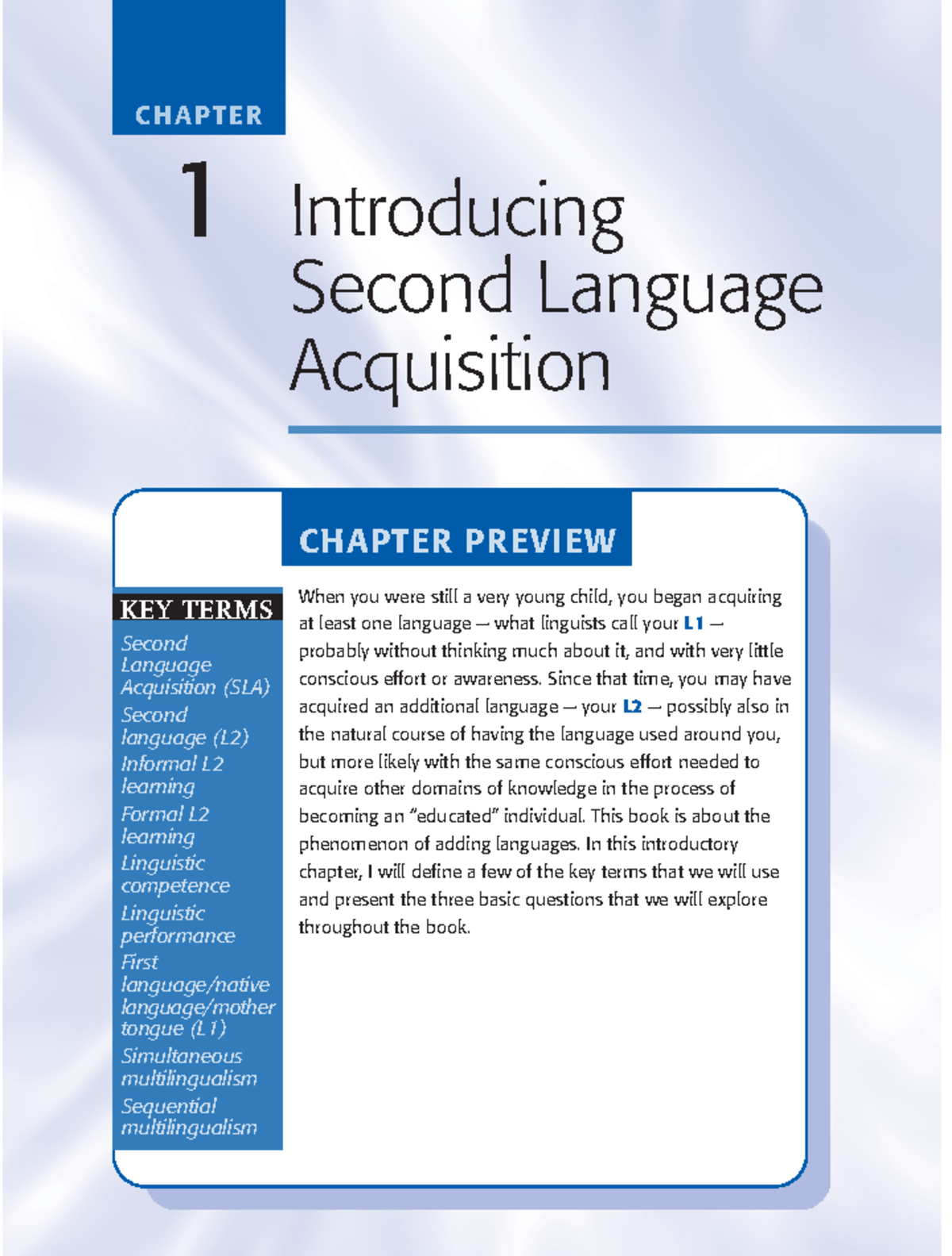 CHAPTER 1: Overview of Second Language Acquisition (SLA) Concepts - Studocu