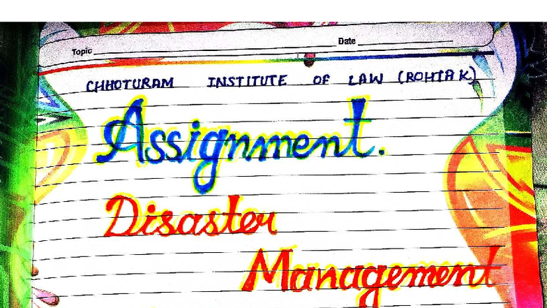 Disaster Management Assignment - B.A.LL.B 1st Year - Studocu