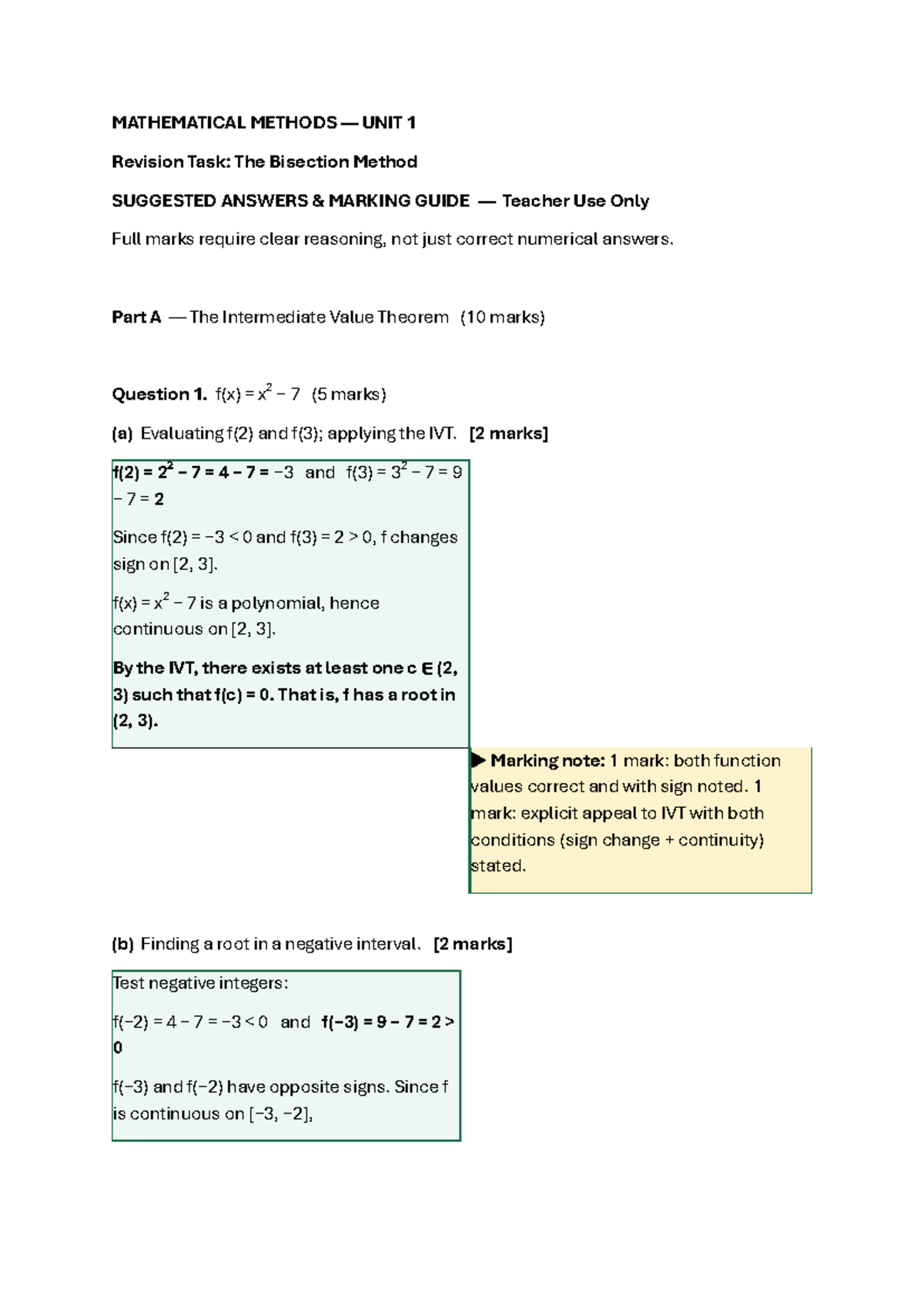 MATHEMATICAL METHODS UNIT 1: Bisection Method Revision Guide - Studocu