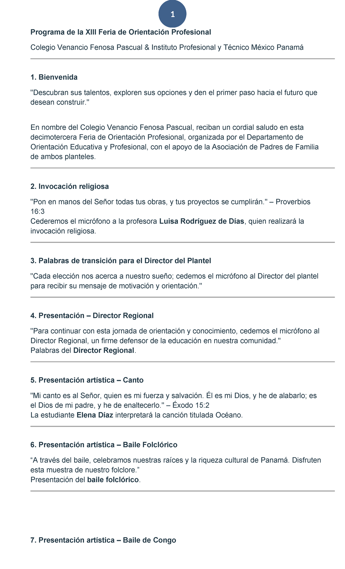 Programa de la Feria de Orientación Profesional 2023 - Colegio Venancio ...