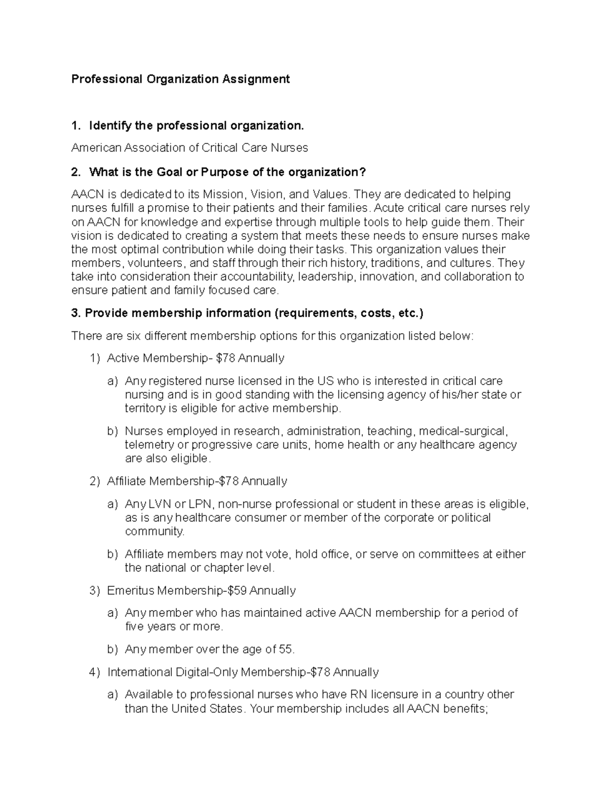 Professional Organization Assignment - Identify the professional ...