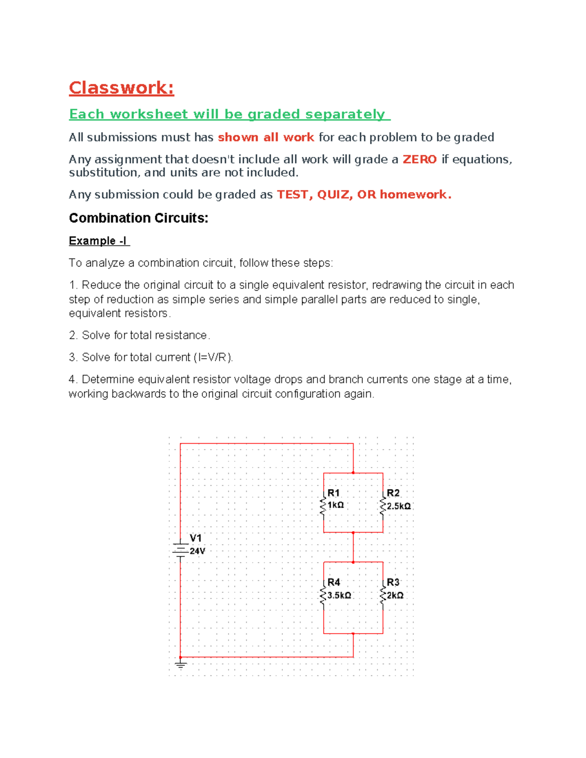 Combination Circuit Practice: Analyzing Resistor Networks for Classwork ...