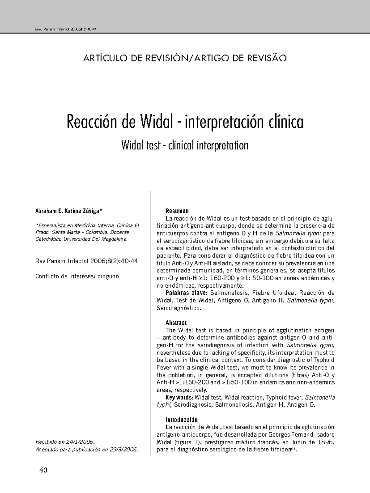 Widal Test: Interpretación Clínica y Serodiagnóstico de Fiebre Tifoidea ...