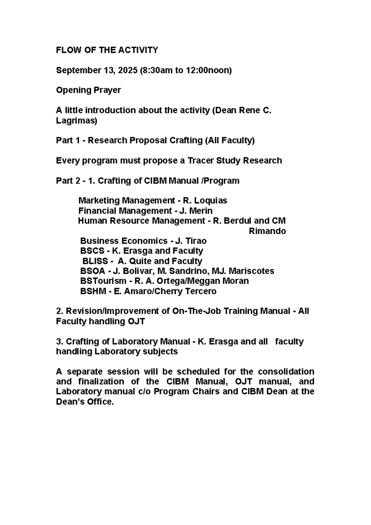 CIBM Activity Flow: Research & Manual Crafting Session - Studocu