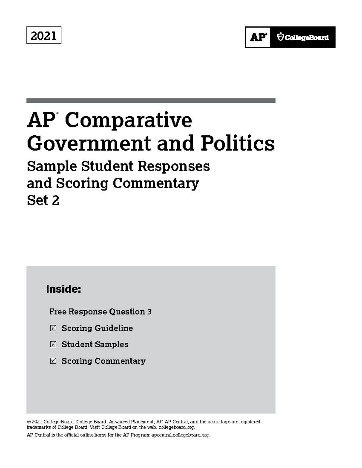 AP21 APC Comp Gov & Pol Q3 Sample Responses & Scoring Commentary - Studocu