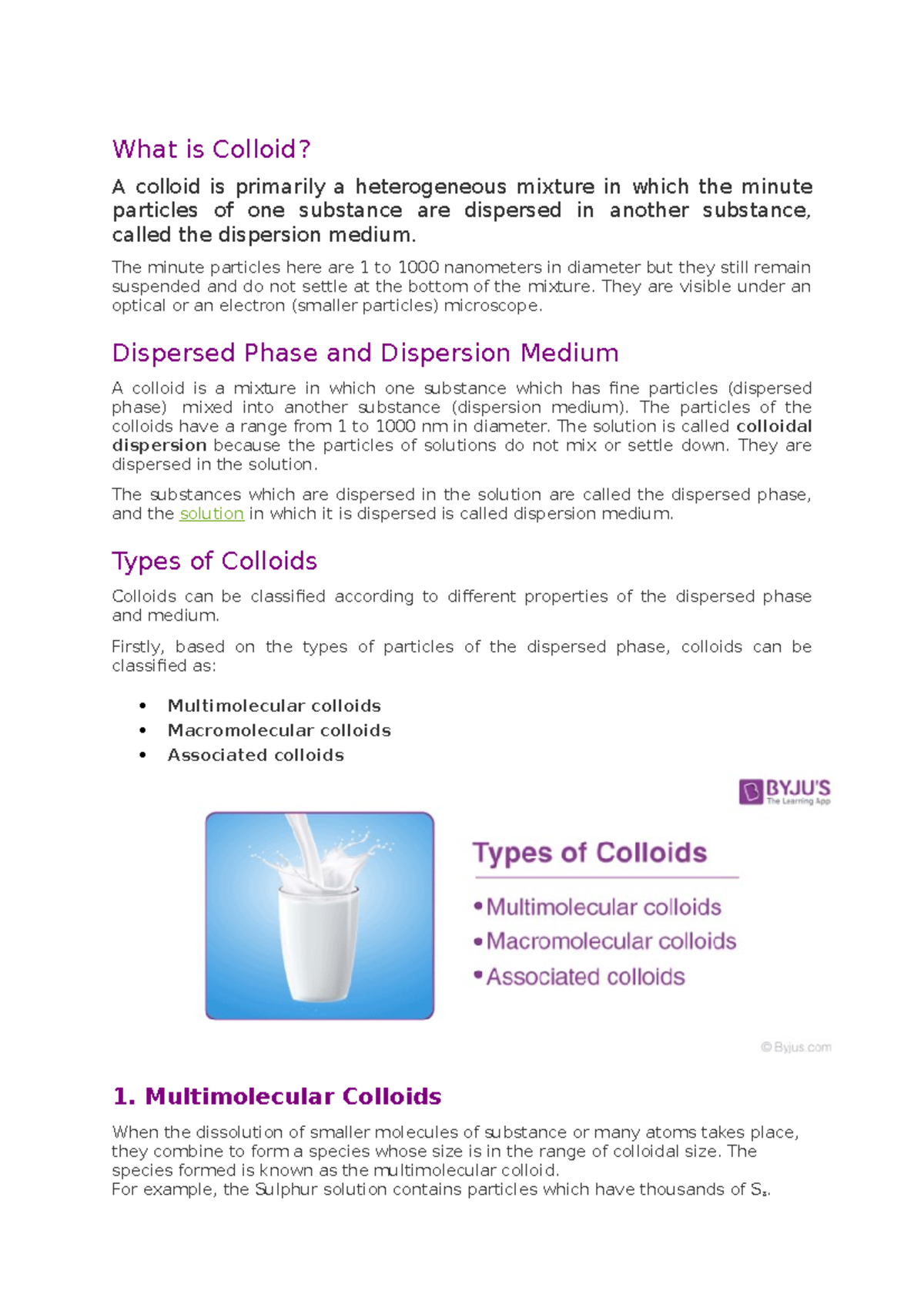 What is Colloid - ssss - What is Colloid? A colloid is primarily a ...
