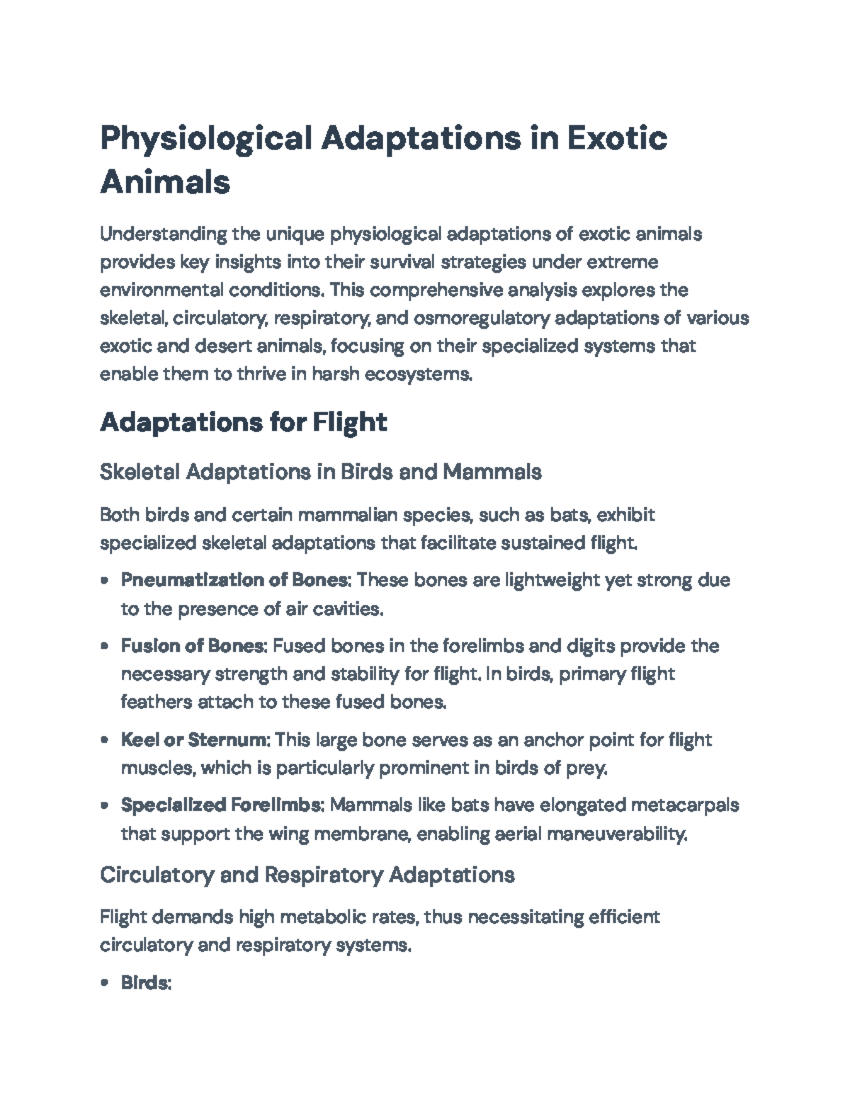 Physiological Adaptations of Exotic Animals: Survival Mechanisms ...