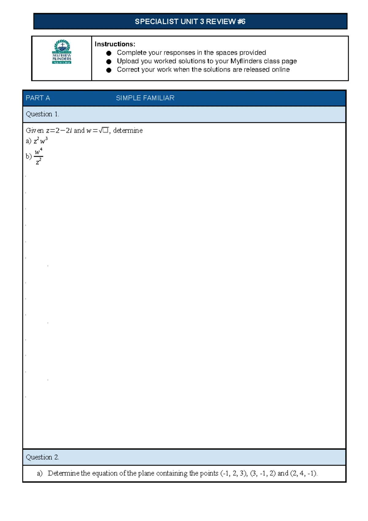 Practice IA2 Exam Solutions - Specialist Mathematics IA2 2025 - Studocu