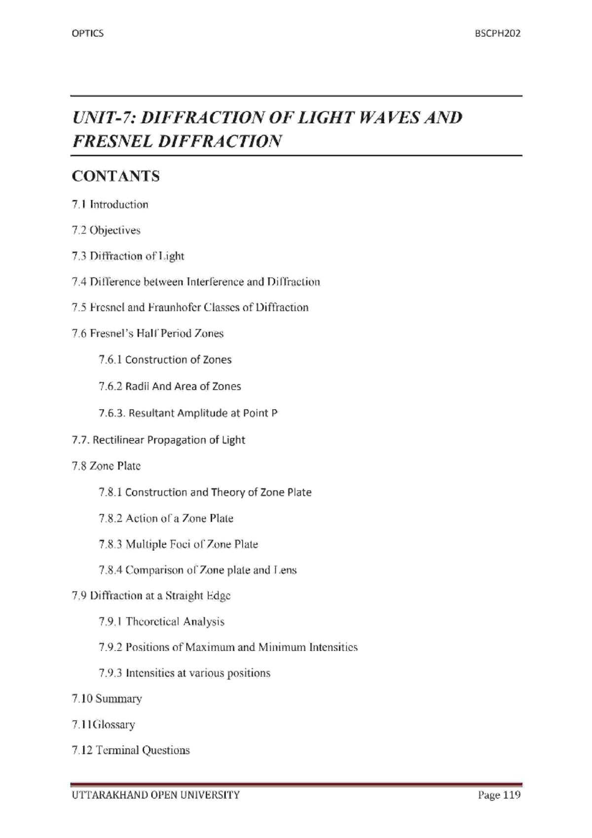 Unit - 7 Diffraction Of Light Wave And Fresnel Difraction - Solid State ...