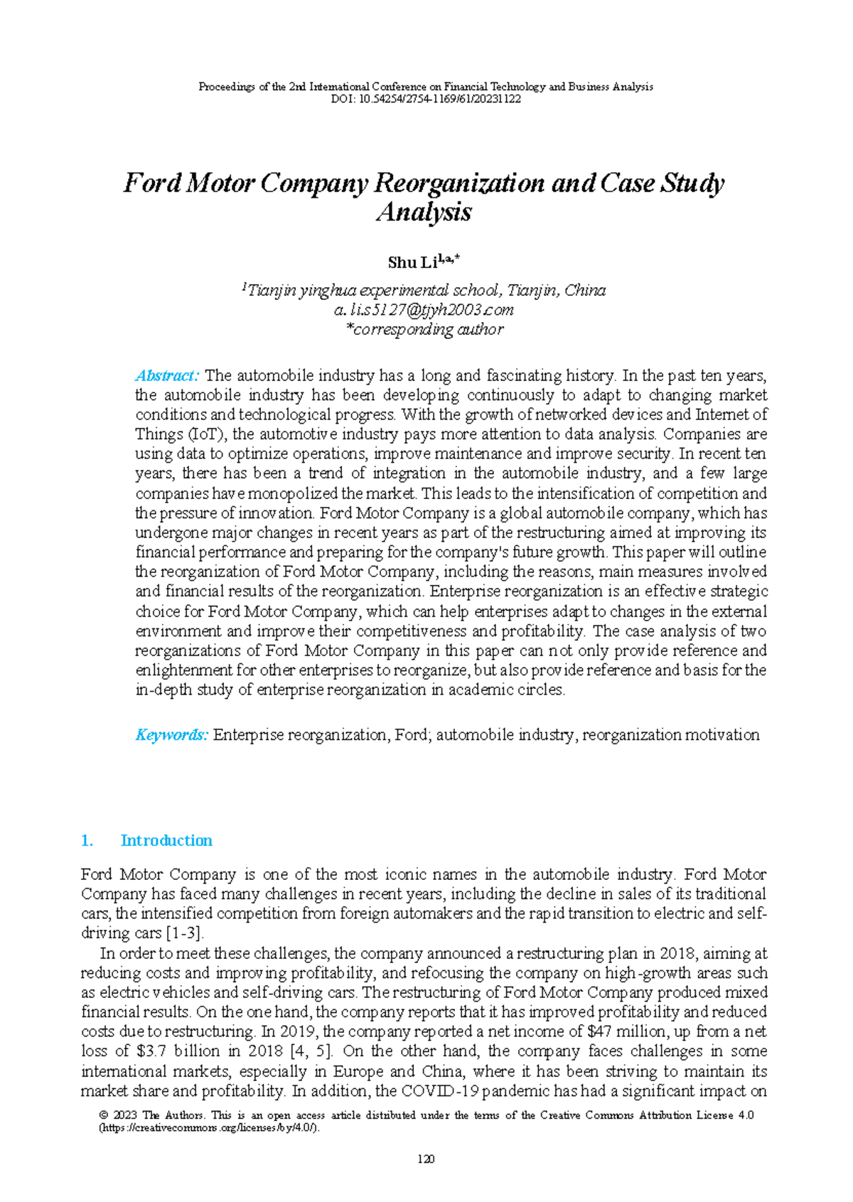 Ford Motor Company Reorganization: A Case Study Analysis - Studocu