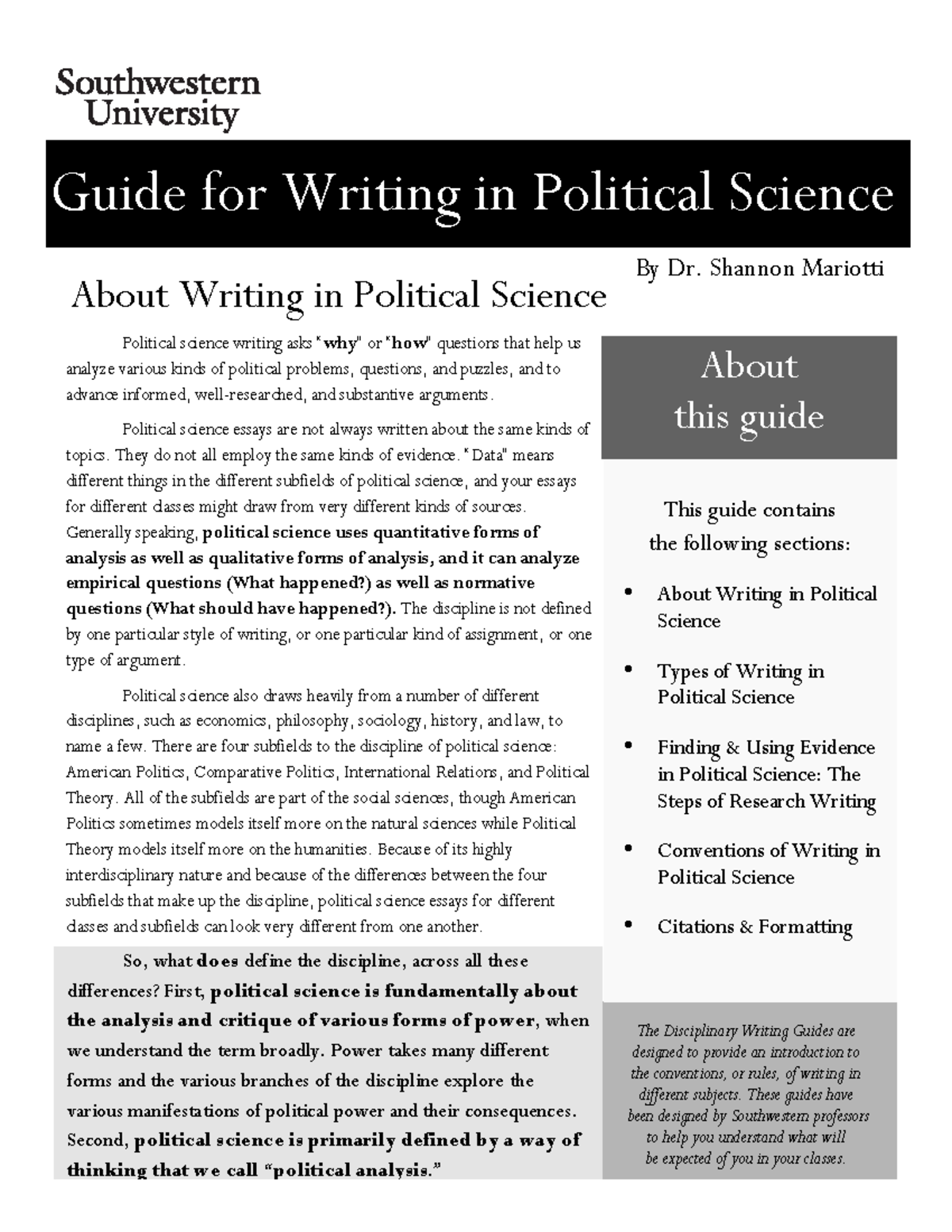 Guide for writing in political sciencepdf - This guide contains the ...