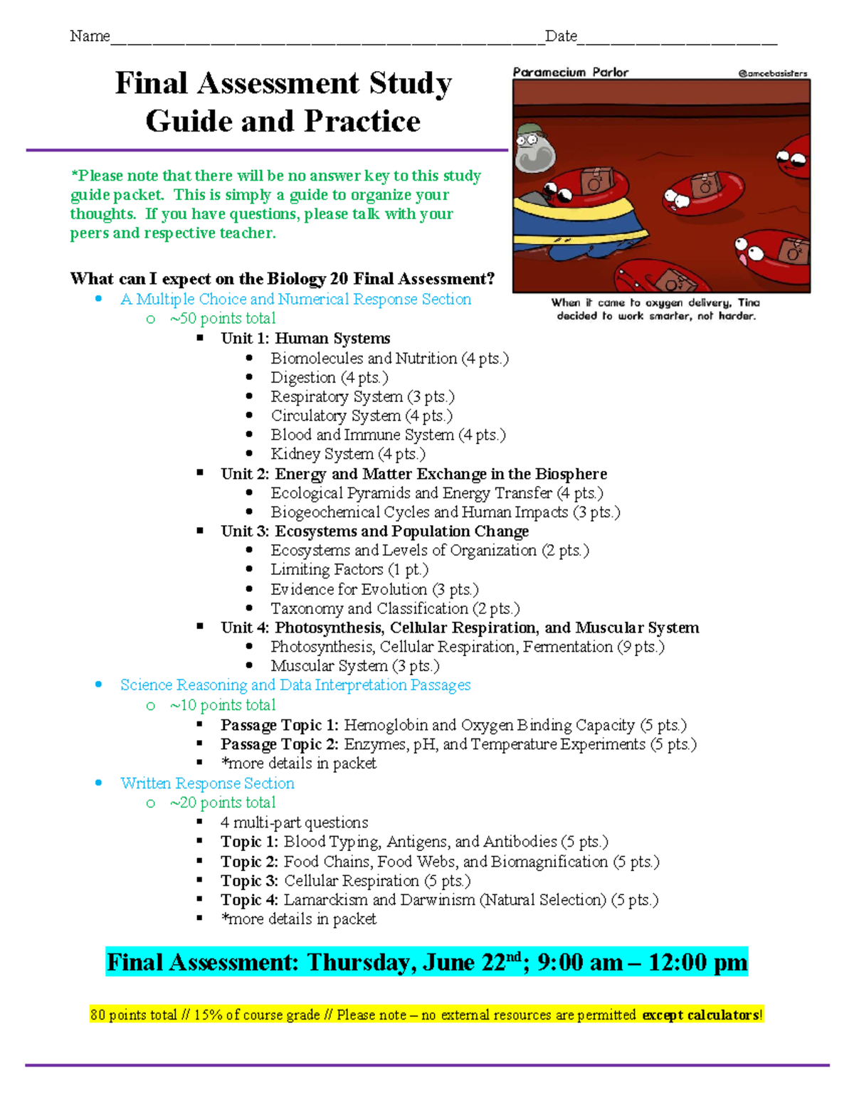 Biology 20 Final Exam Study Guide: Key Topics & Prep Tips - Studocu