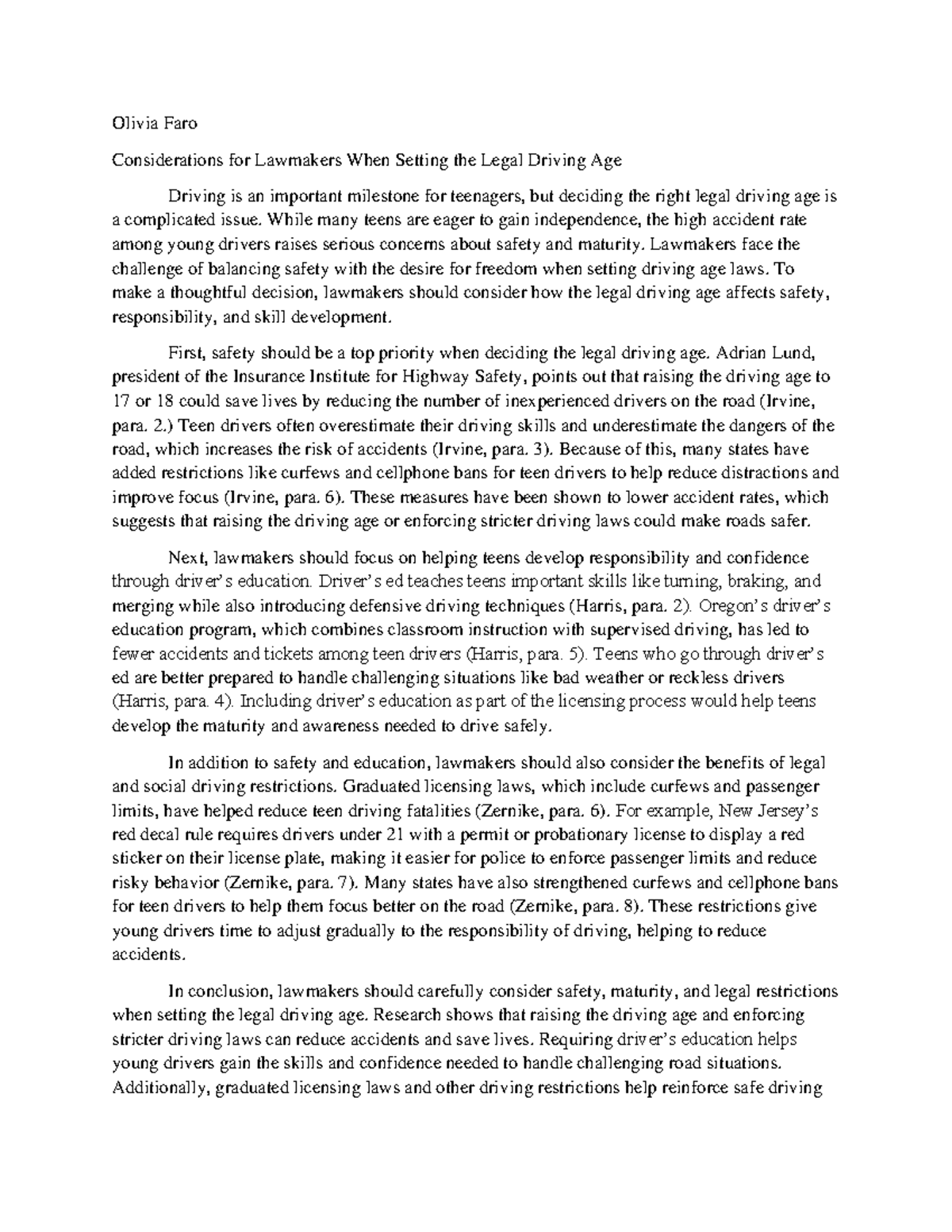 State Expository Essay Prompt: Legal Driving Age Considerations - Studocu