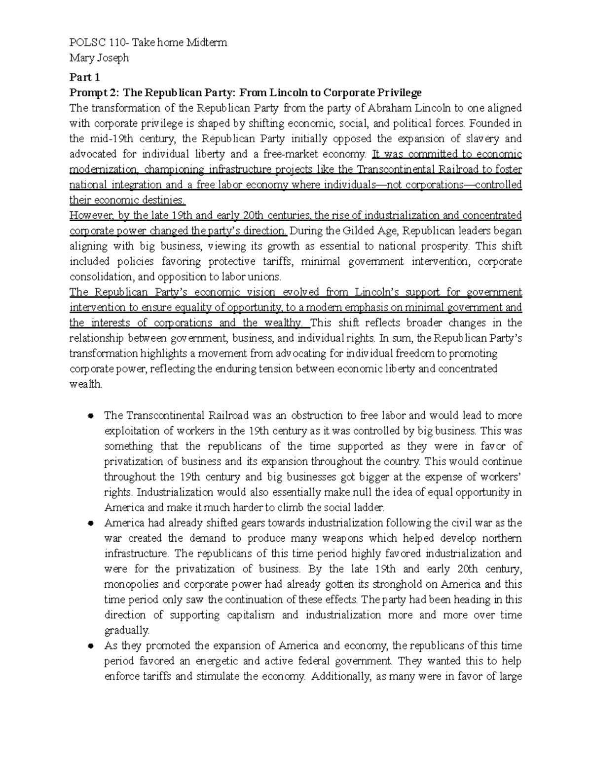 POLSC 110 Take Home Midterm: The Republican Party's Evolution - Studocu