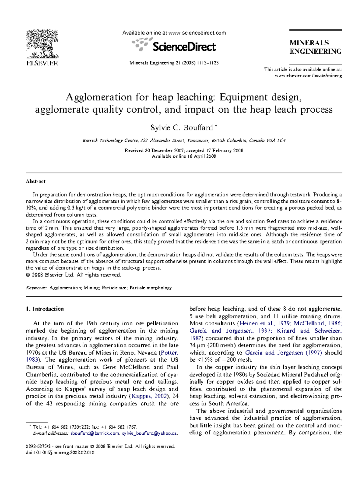 Agglomeration for Heap Leaching: Equipment Design & Quality Control ...